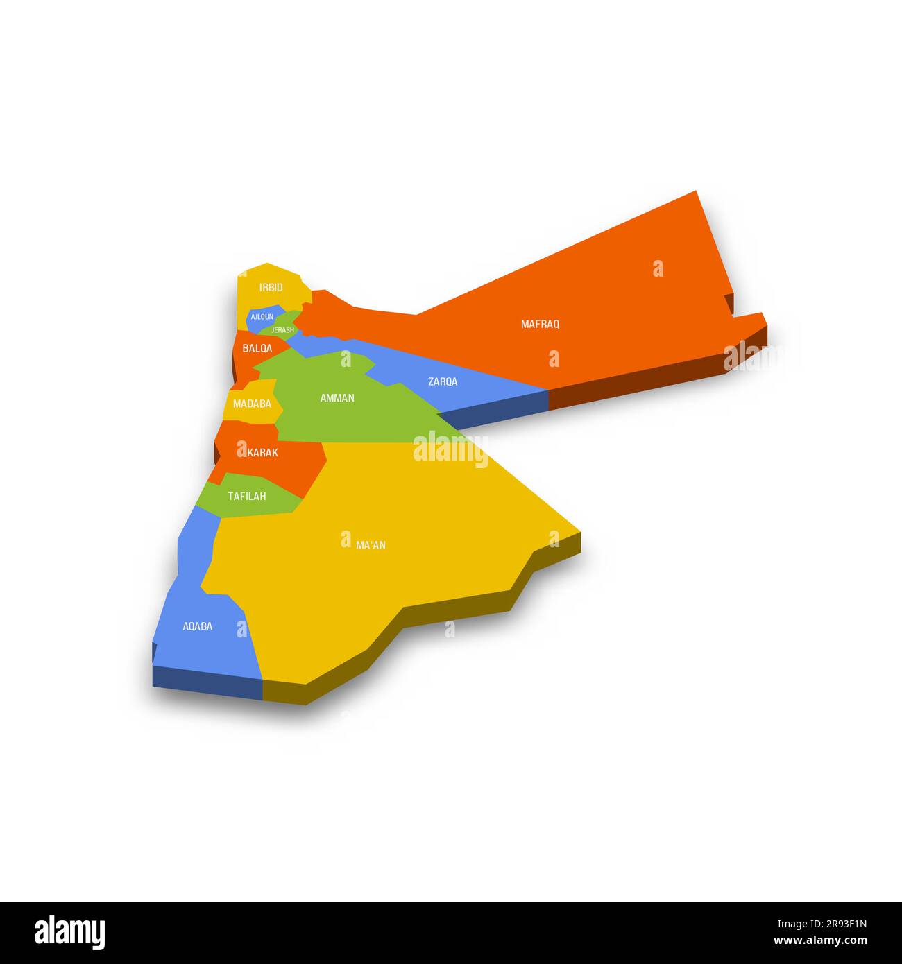 Jordan political map of administrative divisions - governorates ...
