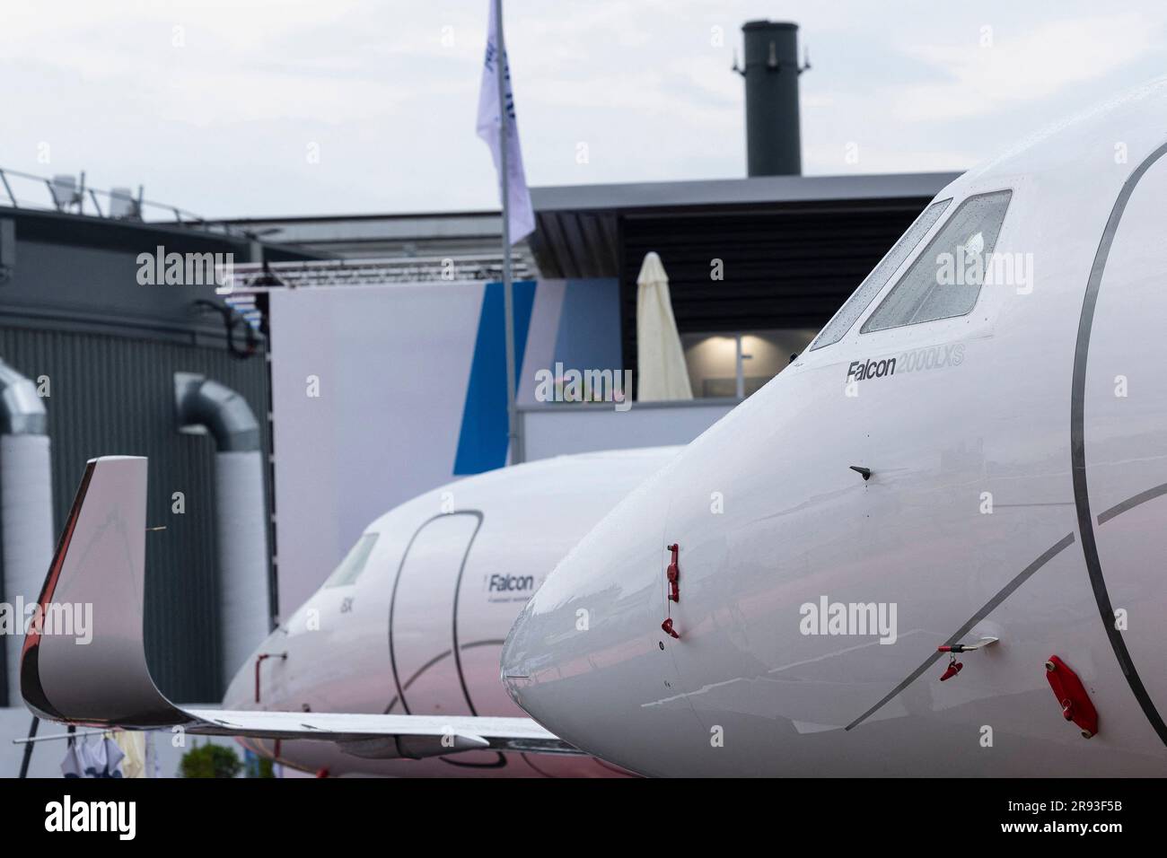 The Dassault aviation civil aircraft scrub with the new FALCON 6X and 10X on display during the ...