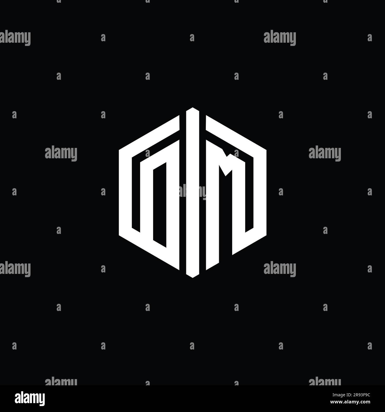 DM Letter Logo monogram hexagon shape with connect outline style design ...