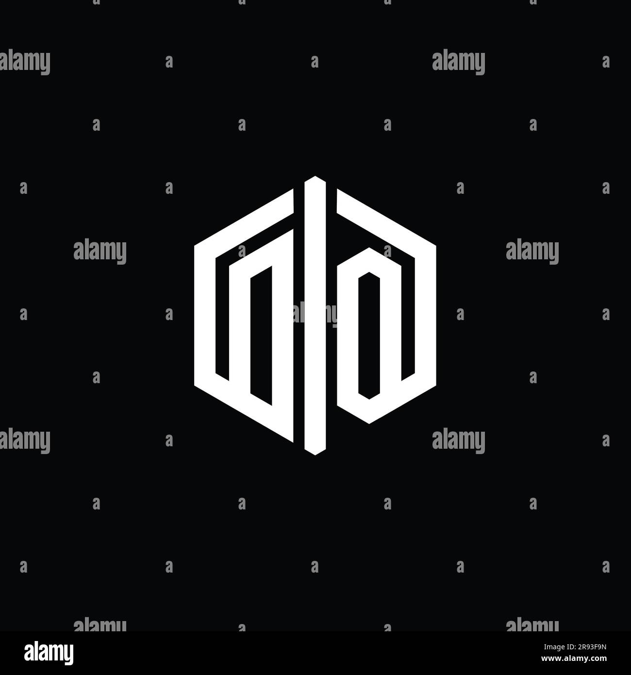 DO Letter Logo monogram hexagon shape with connect outline style design ...