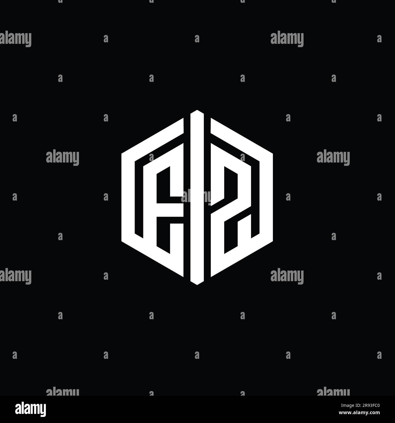 EZ Letter Logo monogram hexagon shape with connect outline style design template Stock Photo - Alamy