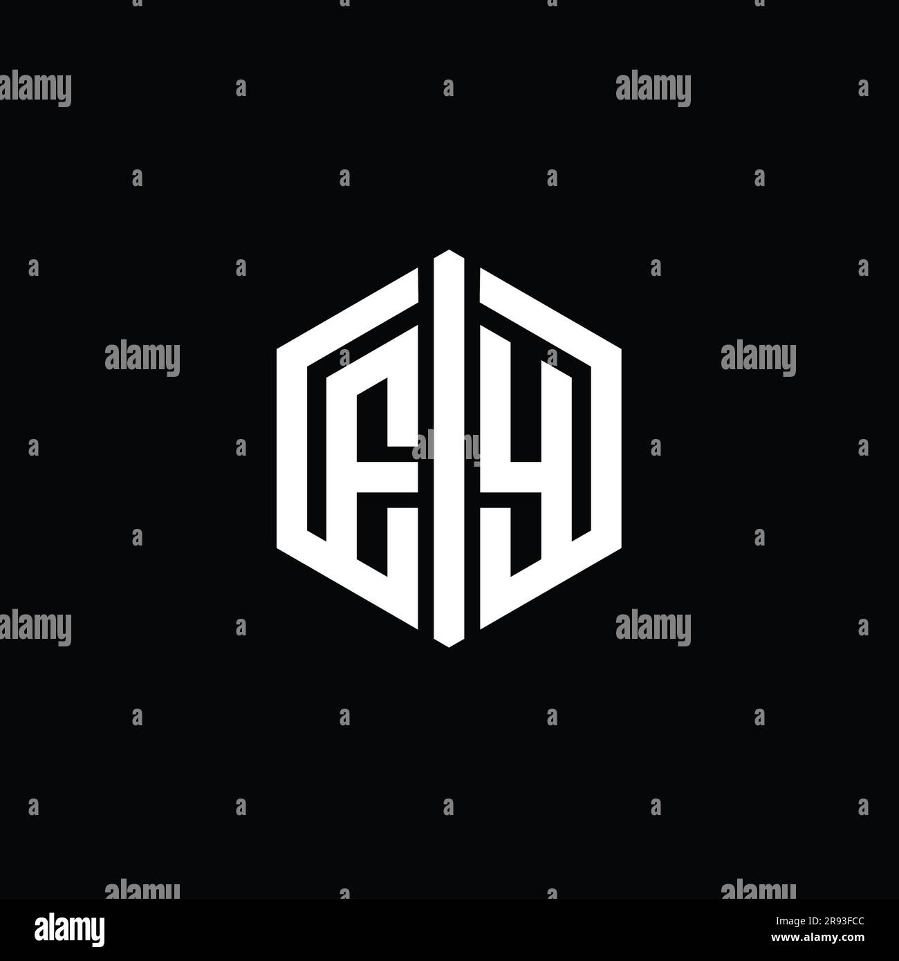 EY Letter Logo monogram hexagon shape with connect outline style design ...