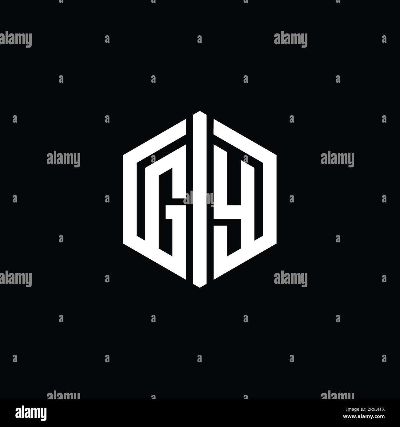 GY Letter Logo monogram hexagon shape with connect outline style design template Stock Photo - Alamy