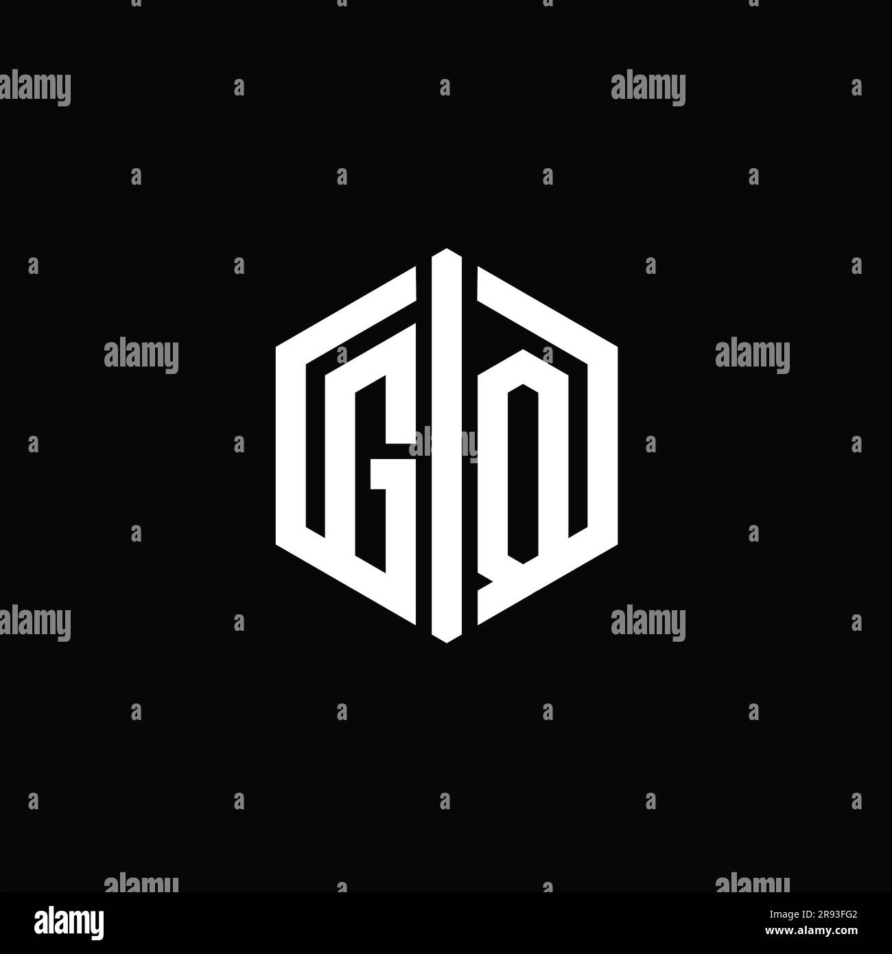 GQ Letter Logo monogram hexagon shape with connect outline style design template Stock Photo - Alamy