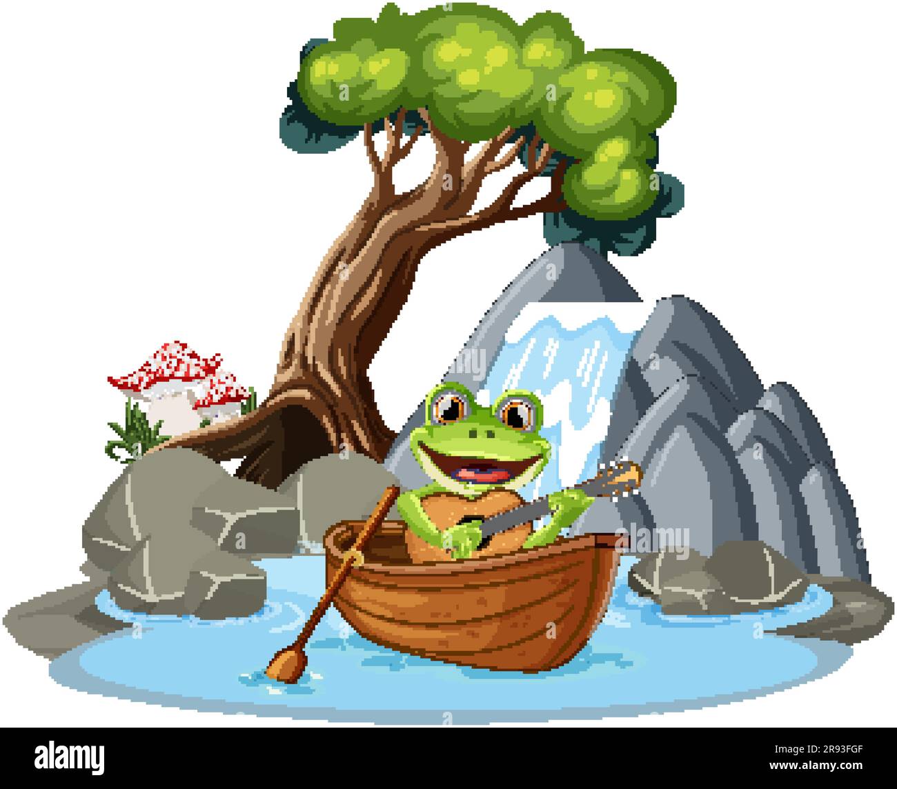 Green Frog in Waterfall Scene illustration Stock Vector Image & Art - Alamy