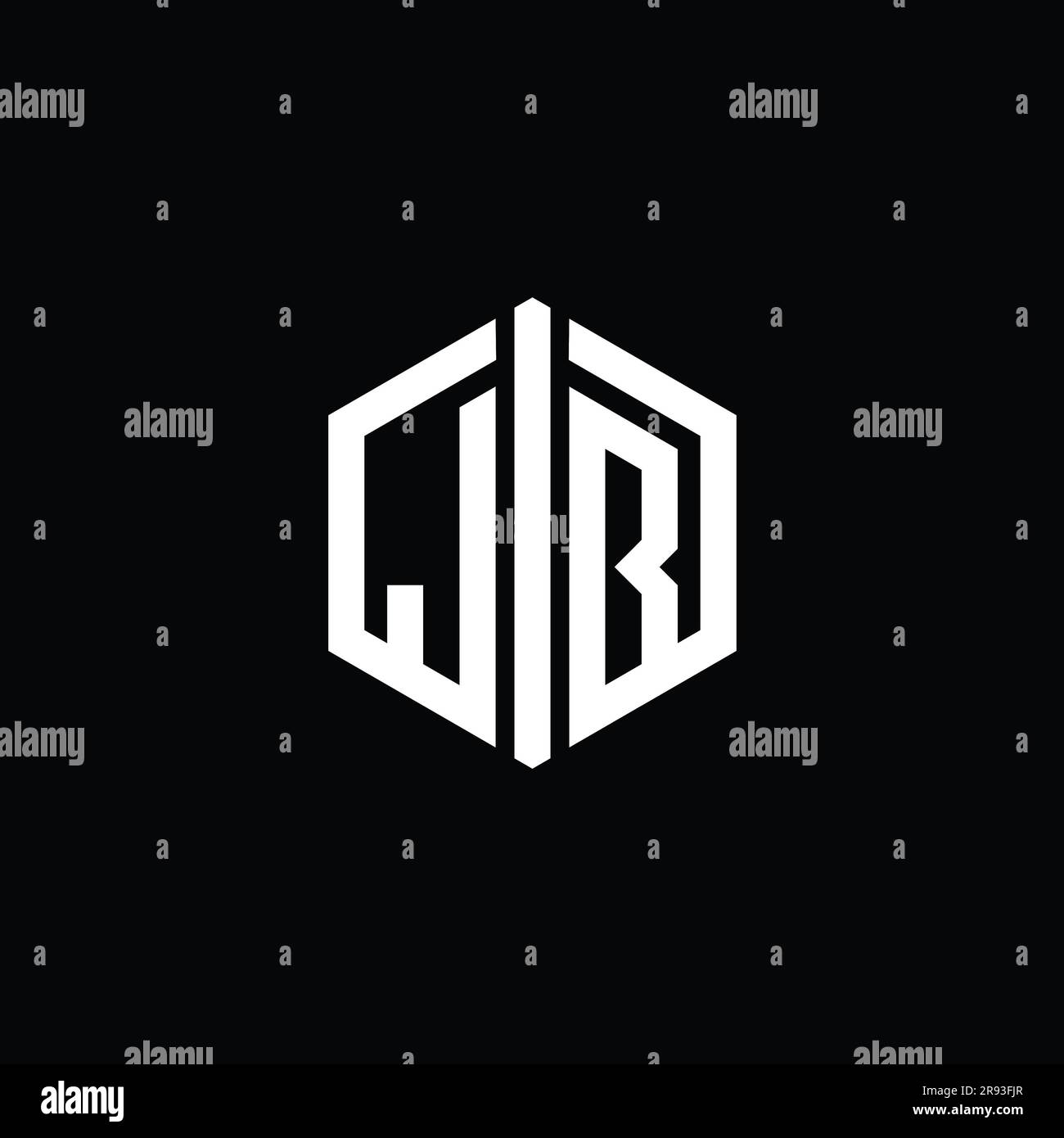 JB Letter Logo monogram hexagon shape with connect outline style design template Stock Photo - Alamy