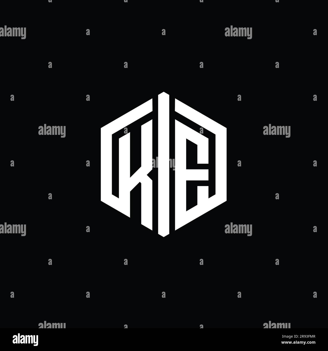 KE Letter Logo monogram hexagon shape with connect outline style design ...