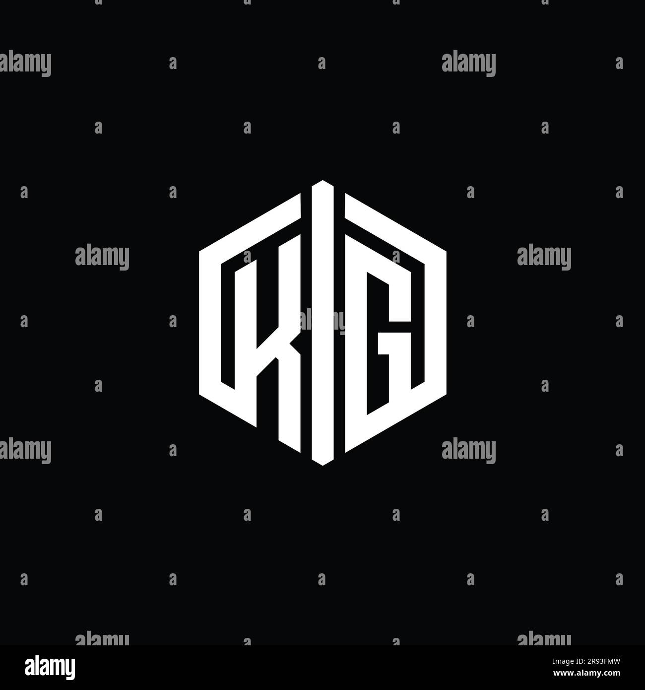 KG Letter Logo monogram hexagon shape with connect outline style design ...