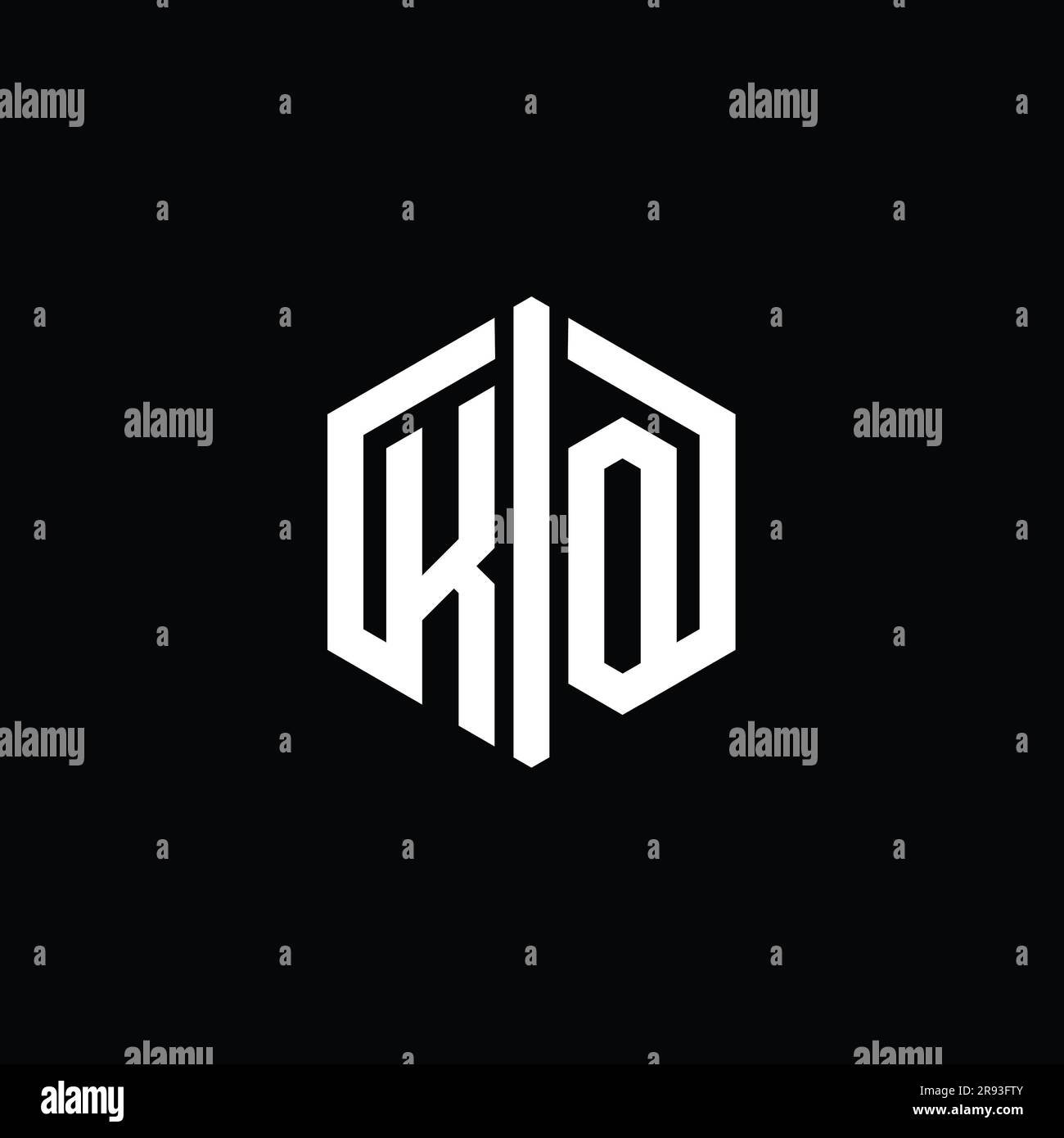 KO Letter Logo monogram hexagon shape with connect outline style design template Stock Photo - Alamy