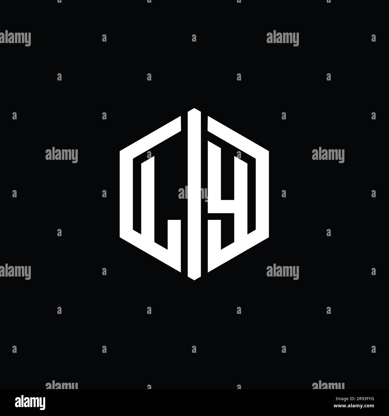 LY Letter Logo monogram hexagon shape with connect outline style design template Stock Photo - Alamy