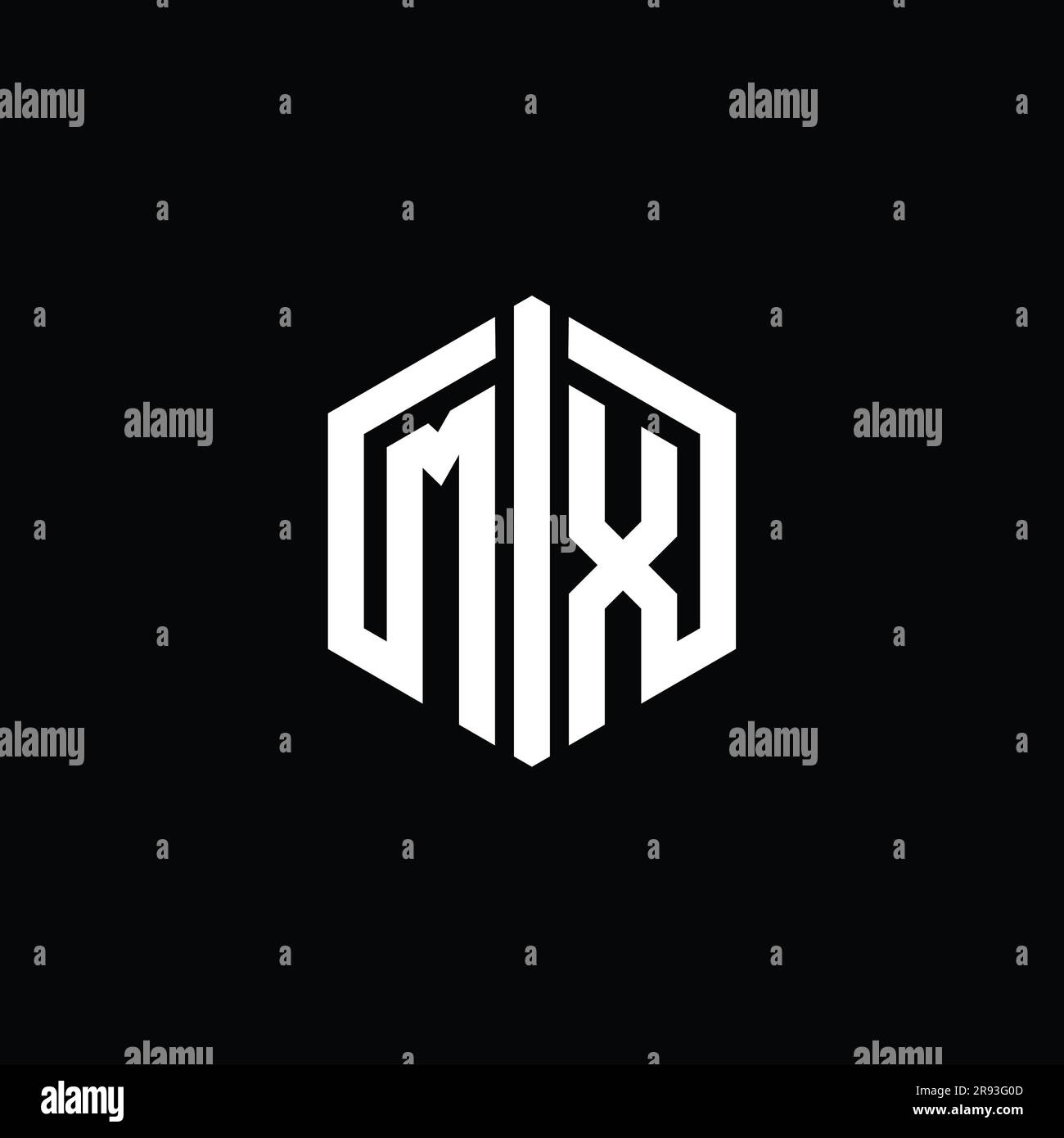 MX Letter Logo monogram hexagon shape with connect outline style design template Stock Photo - Alamy