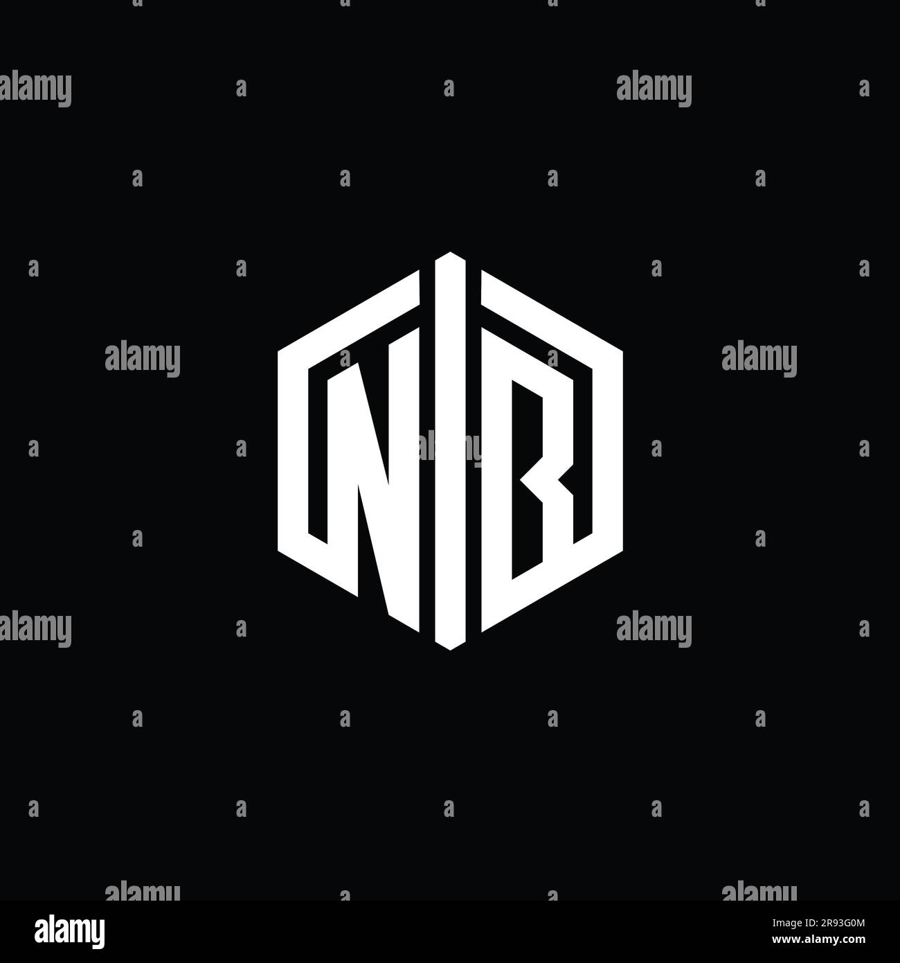 NB Letter Logo monogram hexagon shape with connect outline style design ...