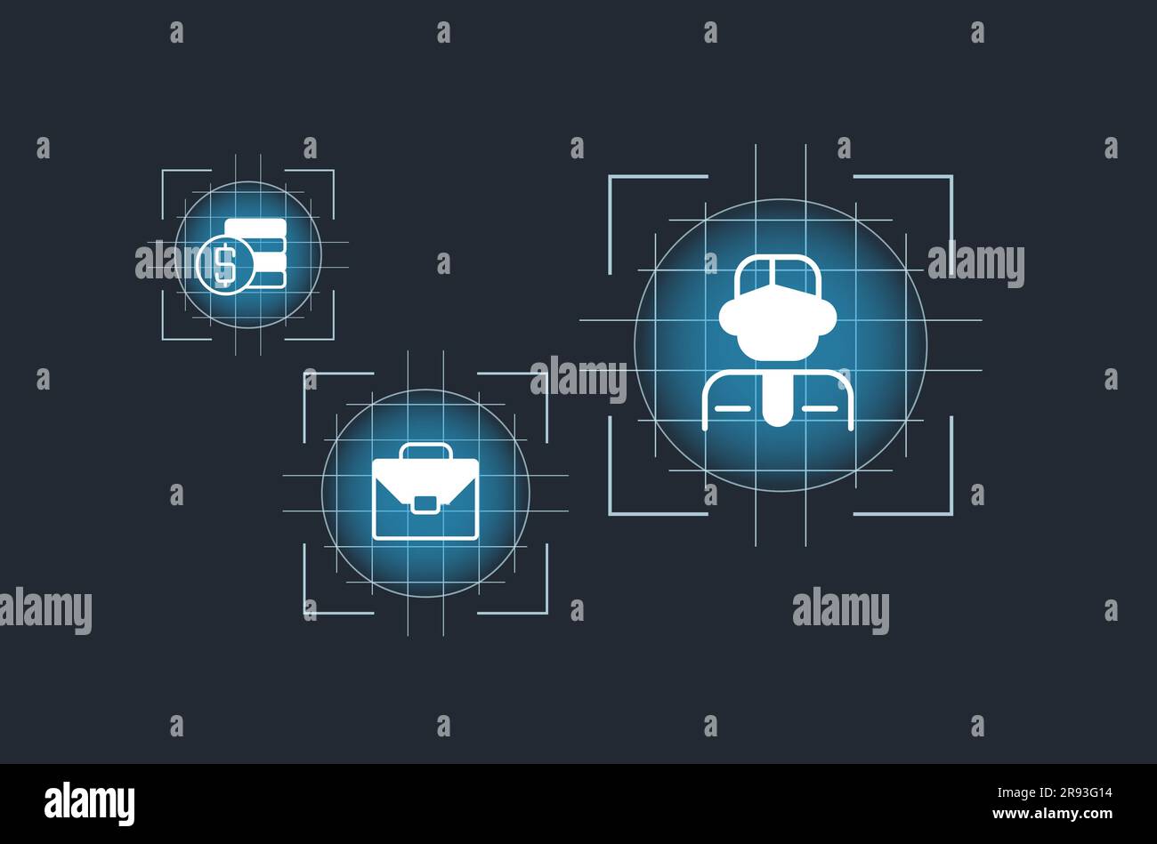 Employment concept design template with white glyph icons Stock Vector ...