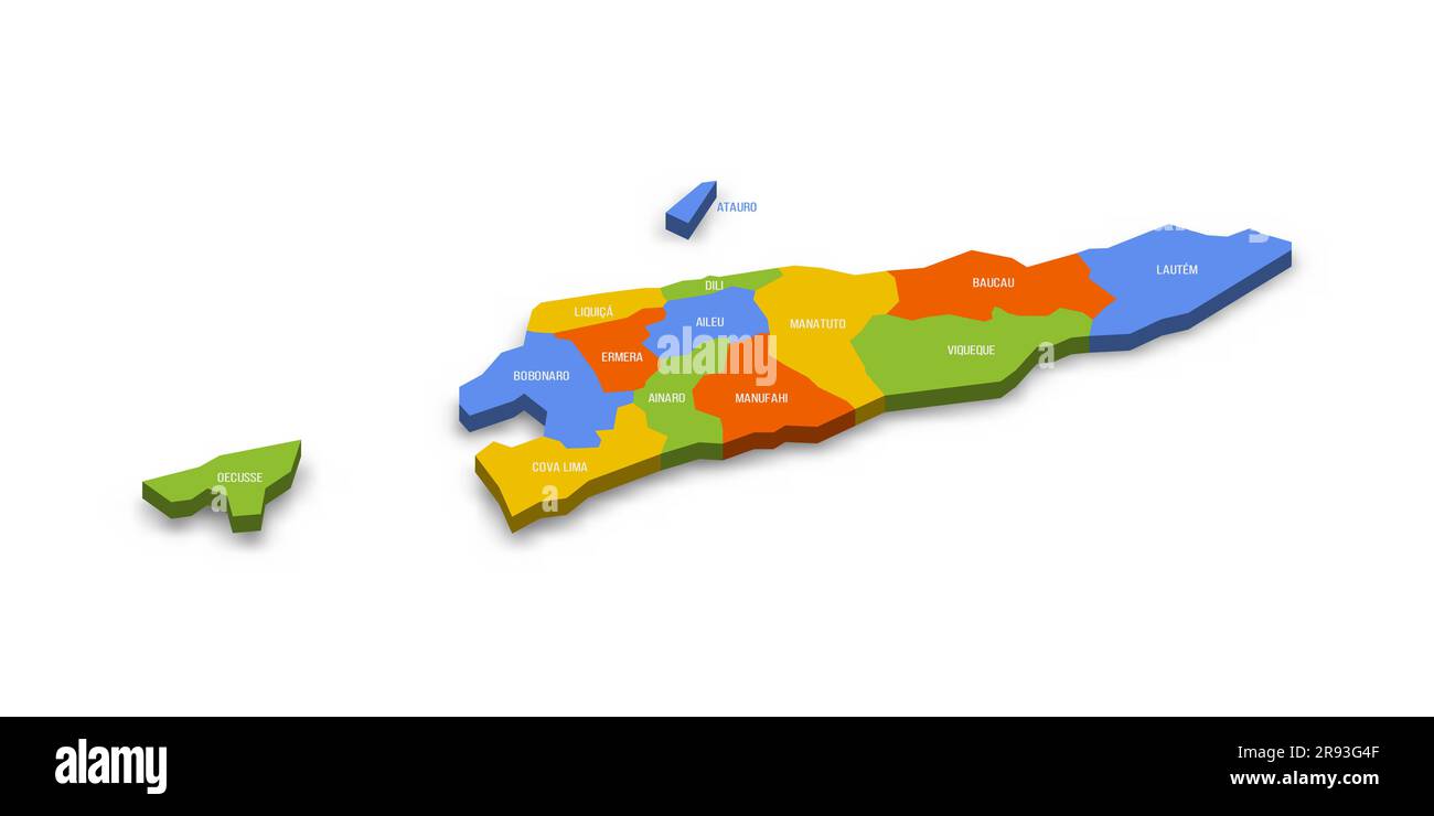 East Timor political map of administrative divisions - municipalities ...