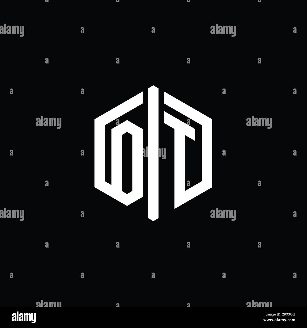 OT Letter Logo monogram hexagon shape with connect outline style design template Stock Photo - Alamy