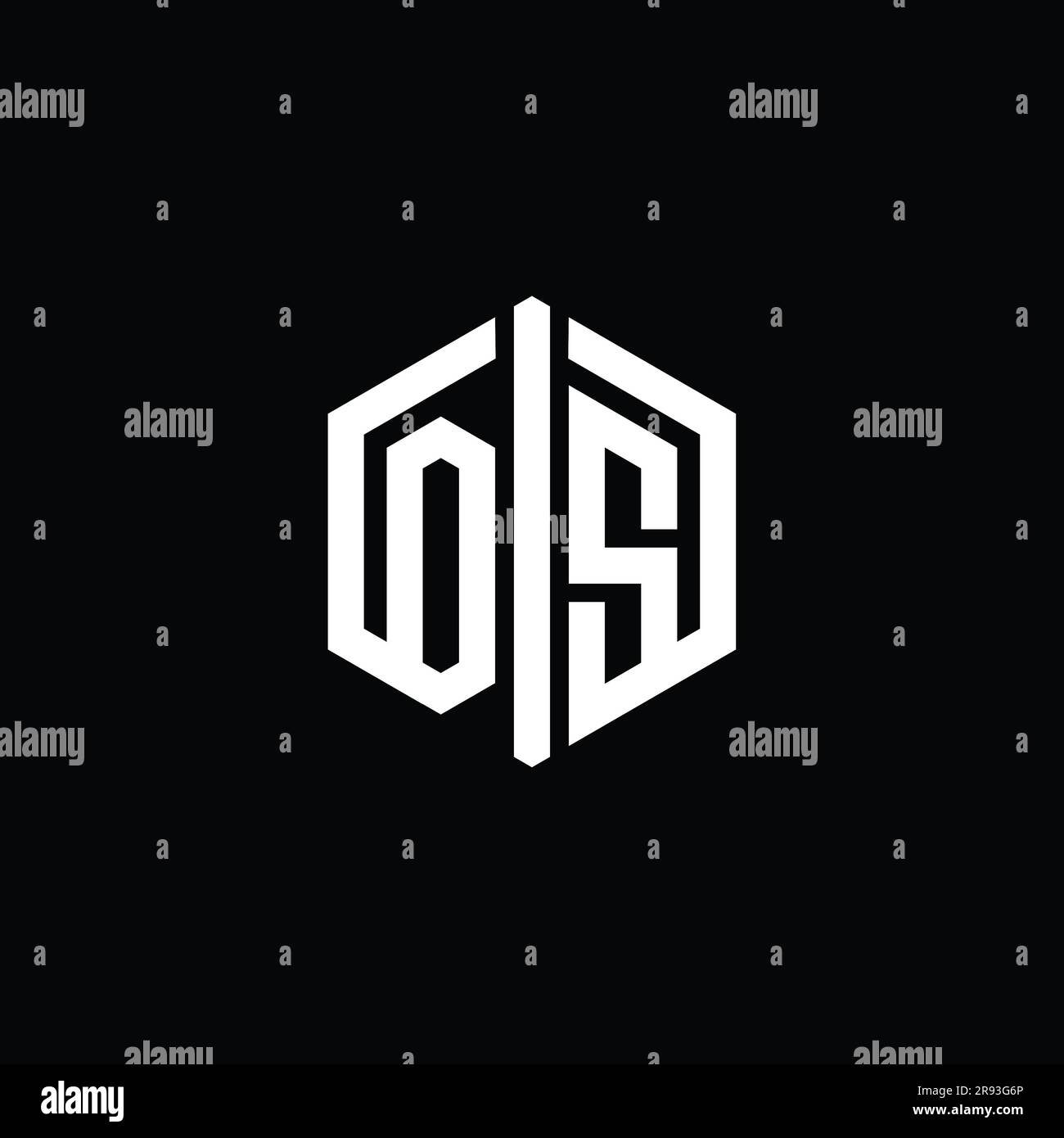 OS Letter Logo monogram hexagon shape with connect outline style design ...