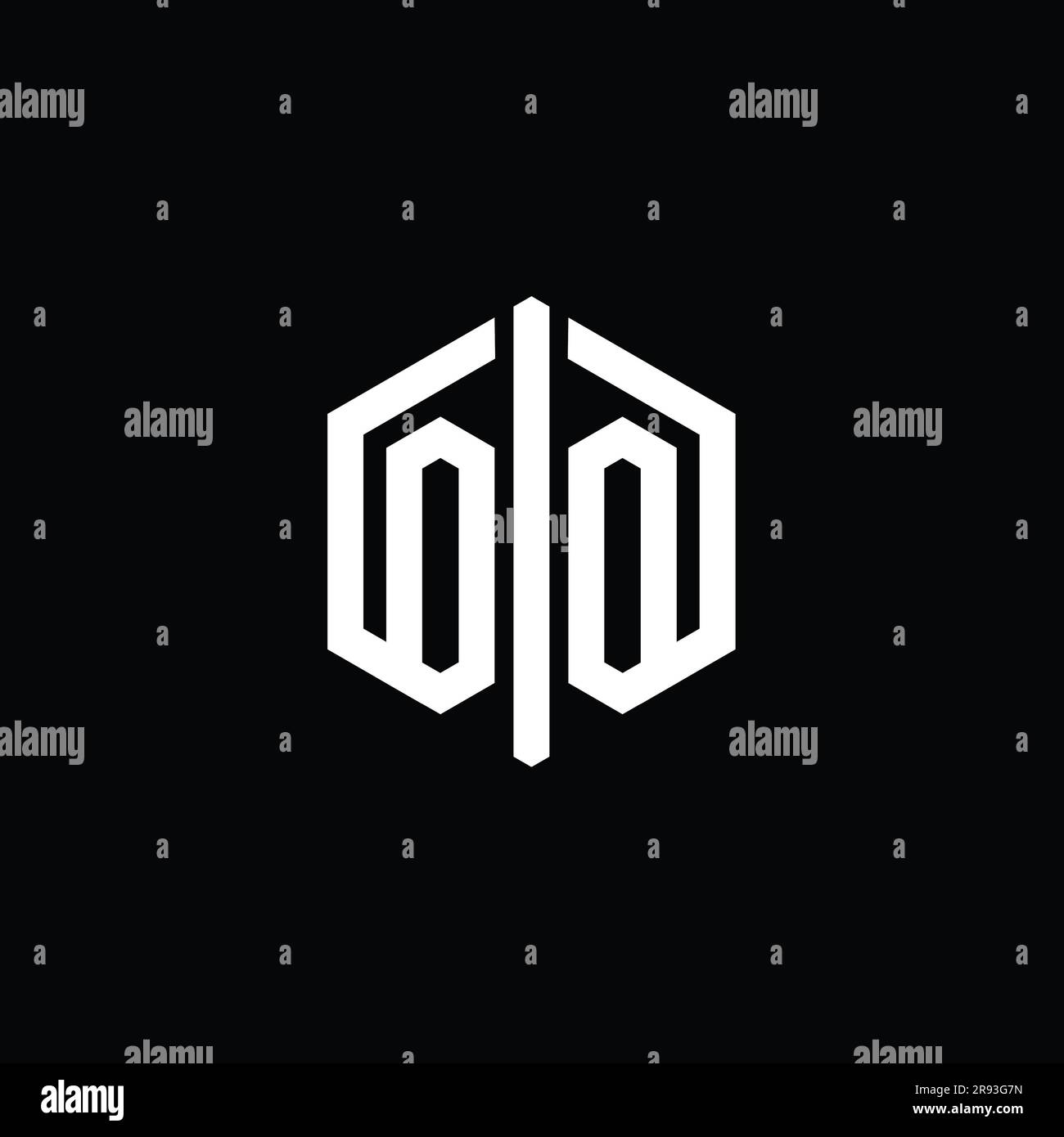 OO Letter Logo monogram hexagon shape with connect outline style design template Stock Photo - Alamy