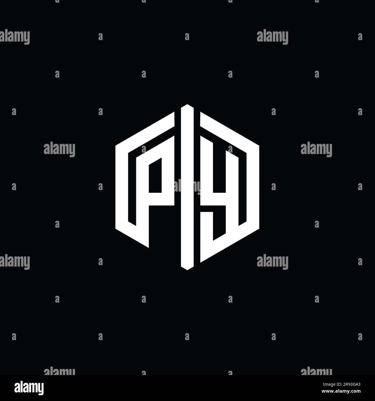 PY Letter Logo monogram hexagon shape with connect outline style design ...