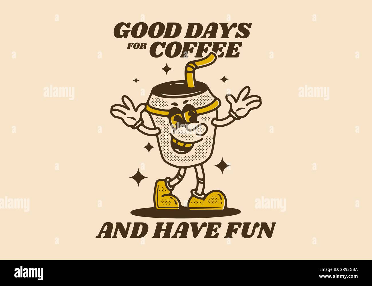 Good days for coffee and have fun. Vintage mascot character with quote ...