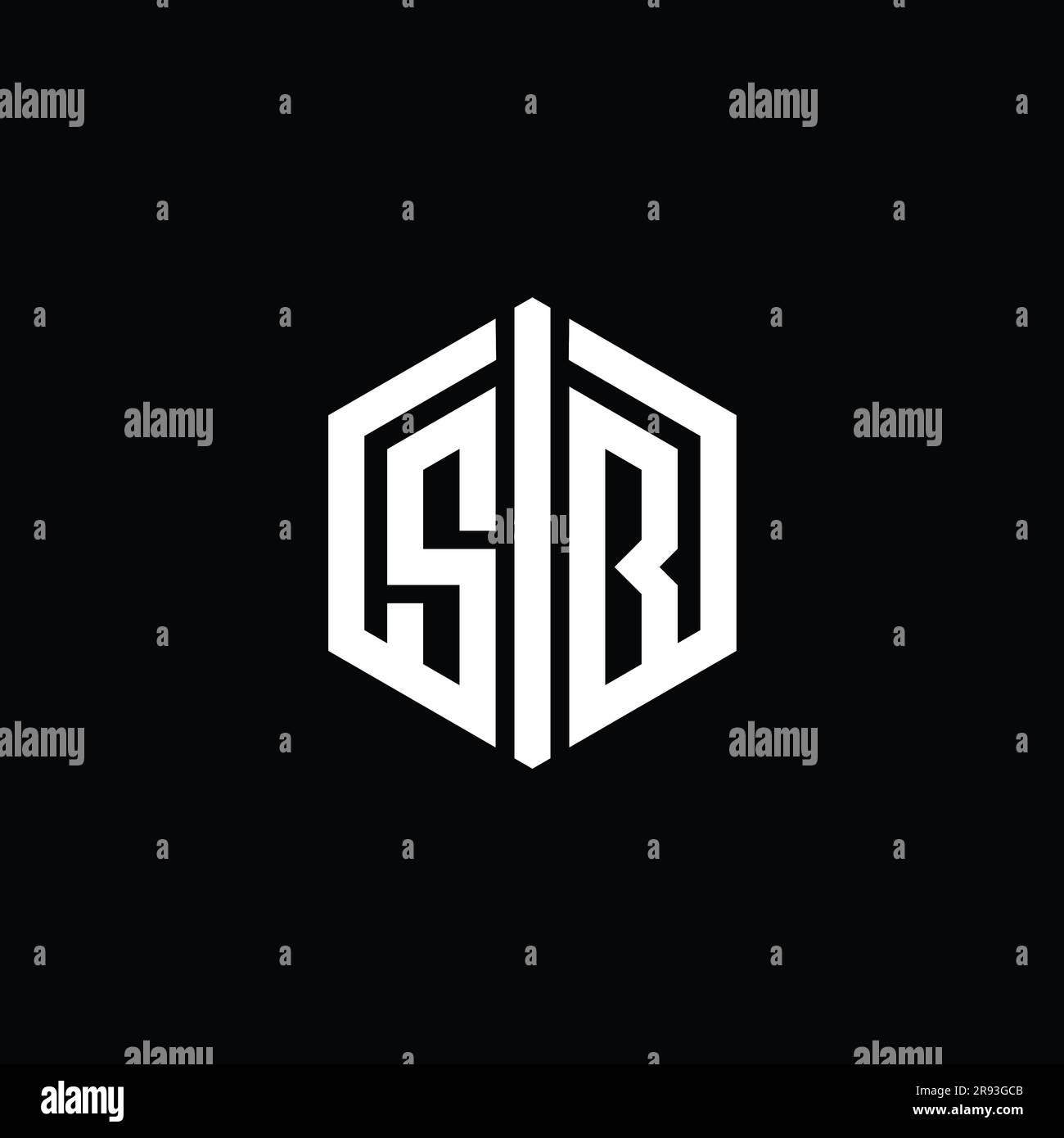 SB Letter Logo monogram hexagon shape with connect outline style design ...
