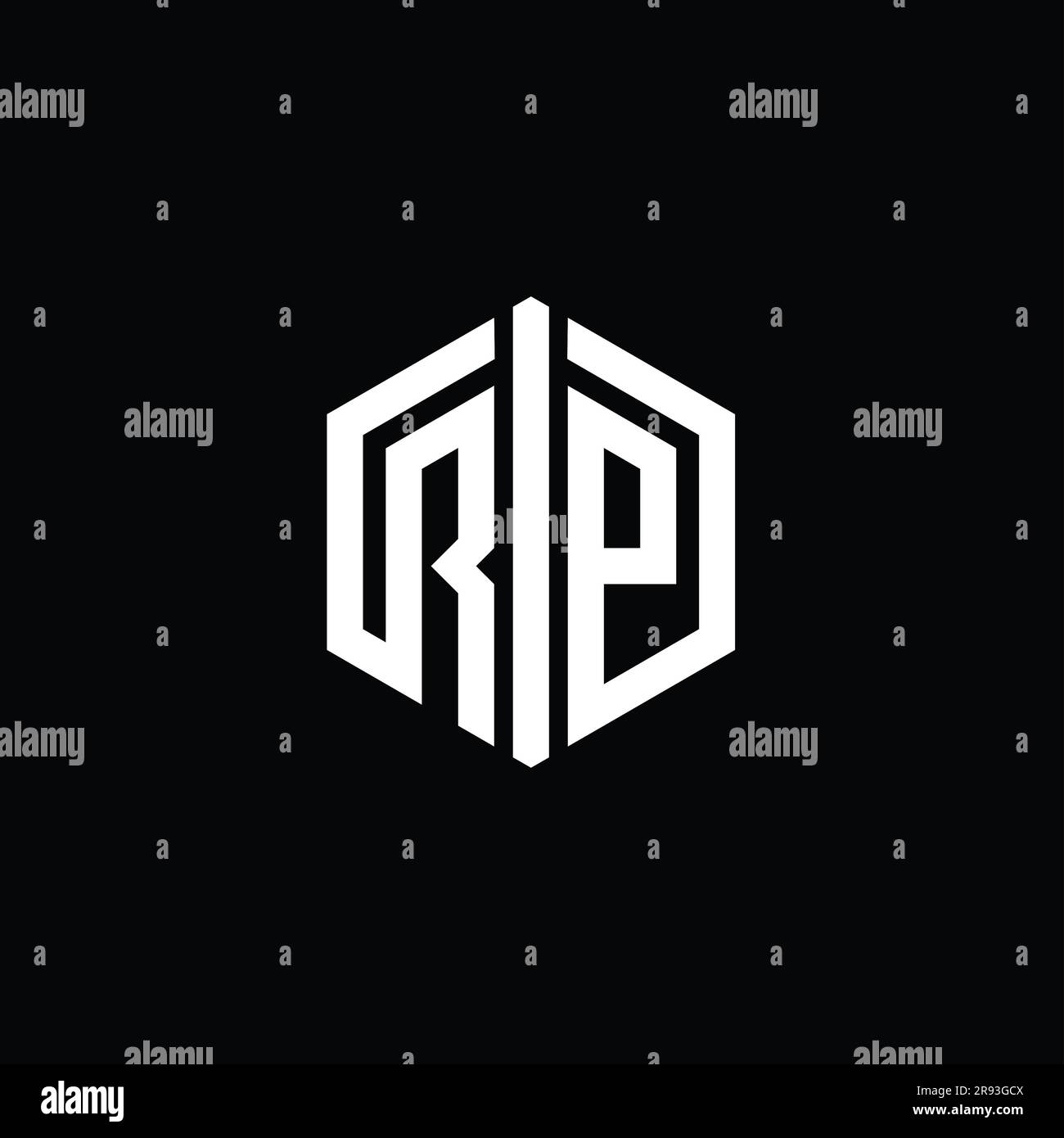RP Letter Logo monogram hexagon shape with connect outline style design ...