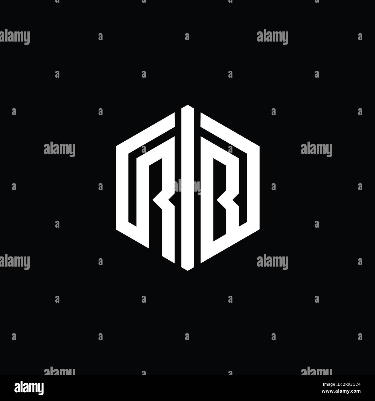 RB Letter Logo monogram hexagon shape with connect outline style design template Stock Photo - Alamy