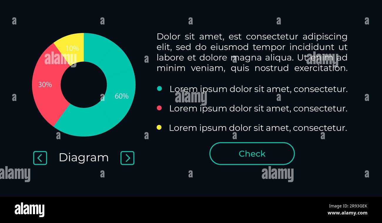 Circle diagram UI element template. Editable isolated vector dashboard component. Flat user ...