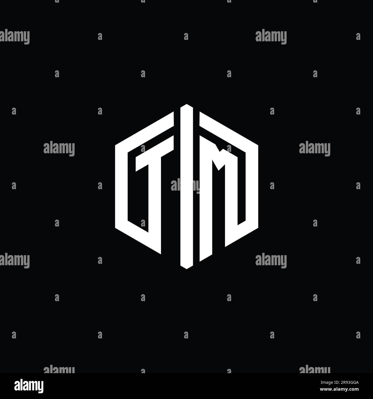 TM Letter Logo monogram hexagon shape with connect outline style design ...
