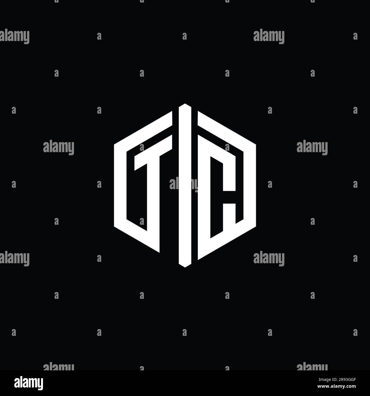 TC Letter Logo monogram hexagon shape with connect outline style design ...