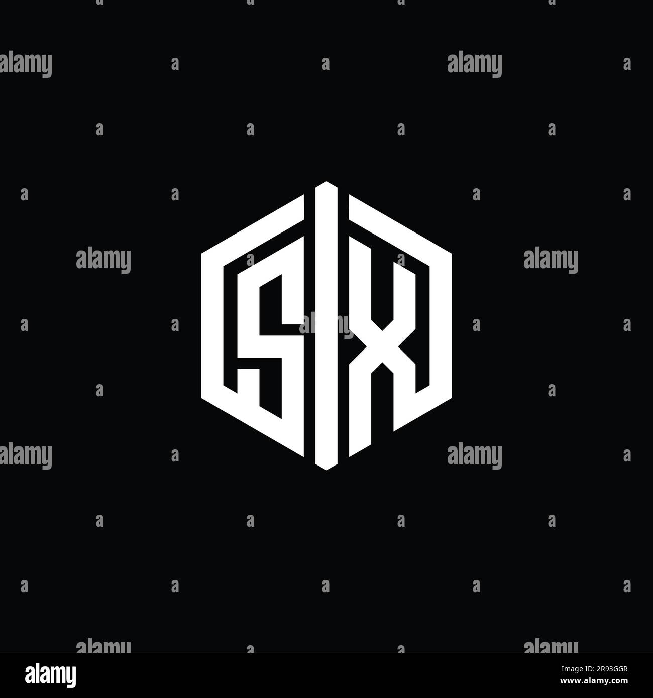 SX Letter Logo monogram hexagon shape with connect outline style design ...