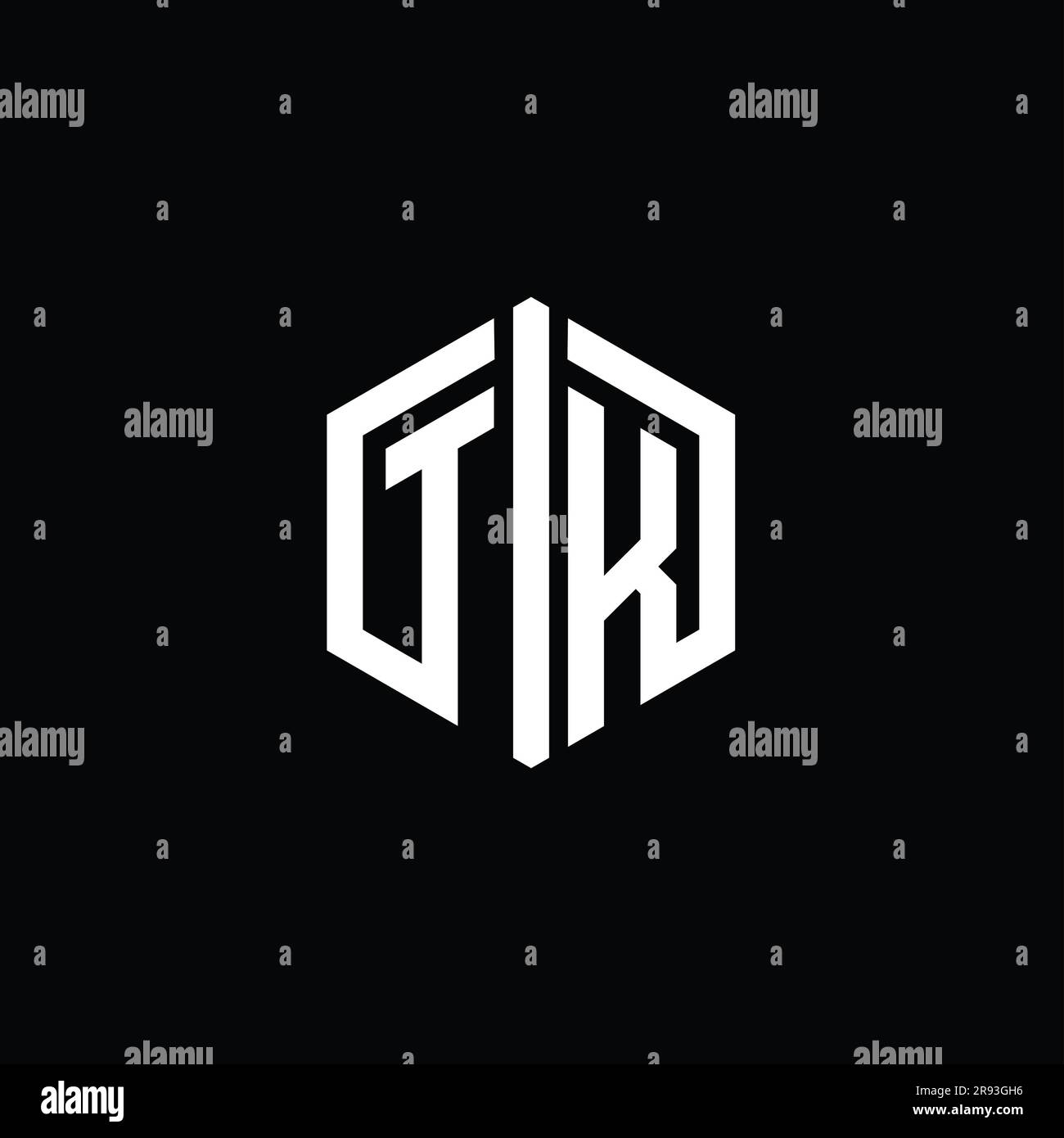 TK Letter Logo monogram hexagon shape with connect outline style design ...
