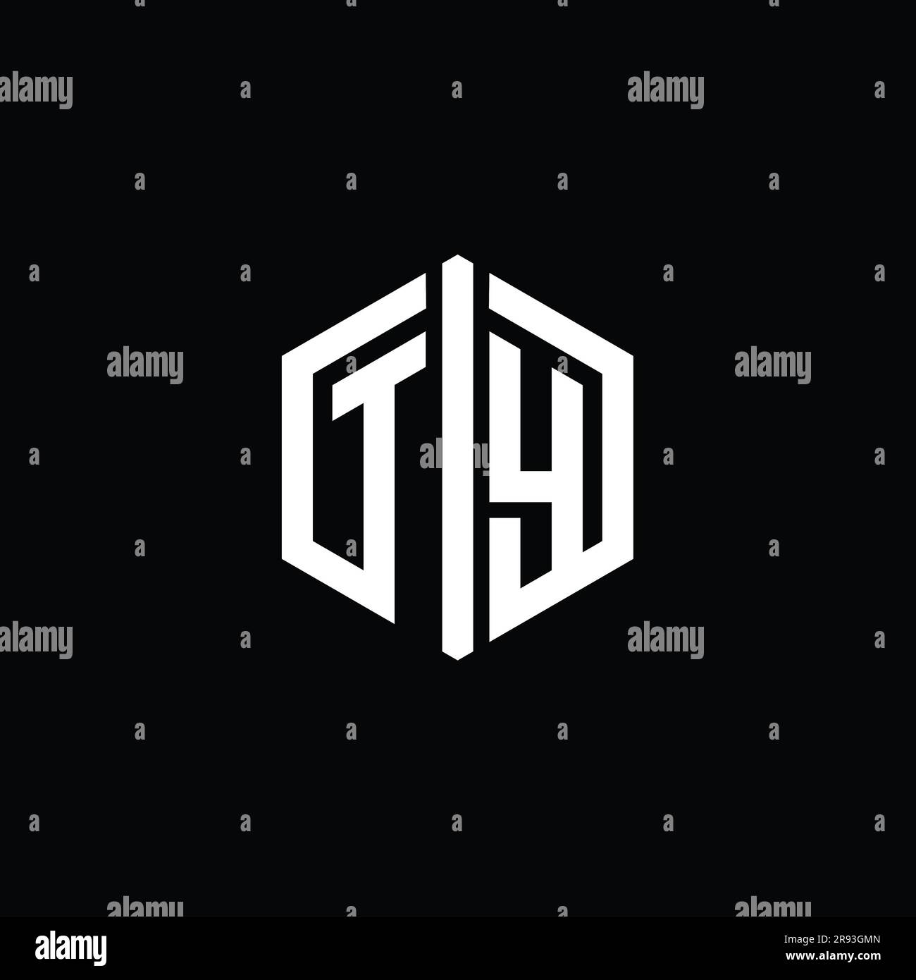 TY Letter Logo monogram hexagon shape with connect outline style design ...