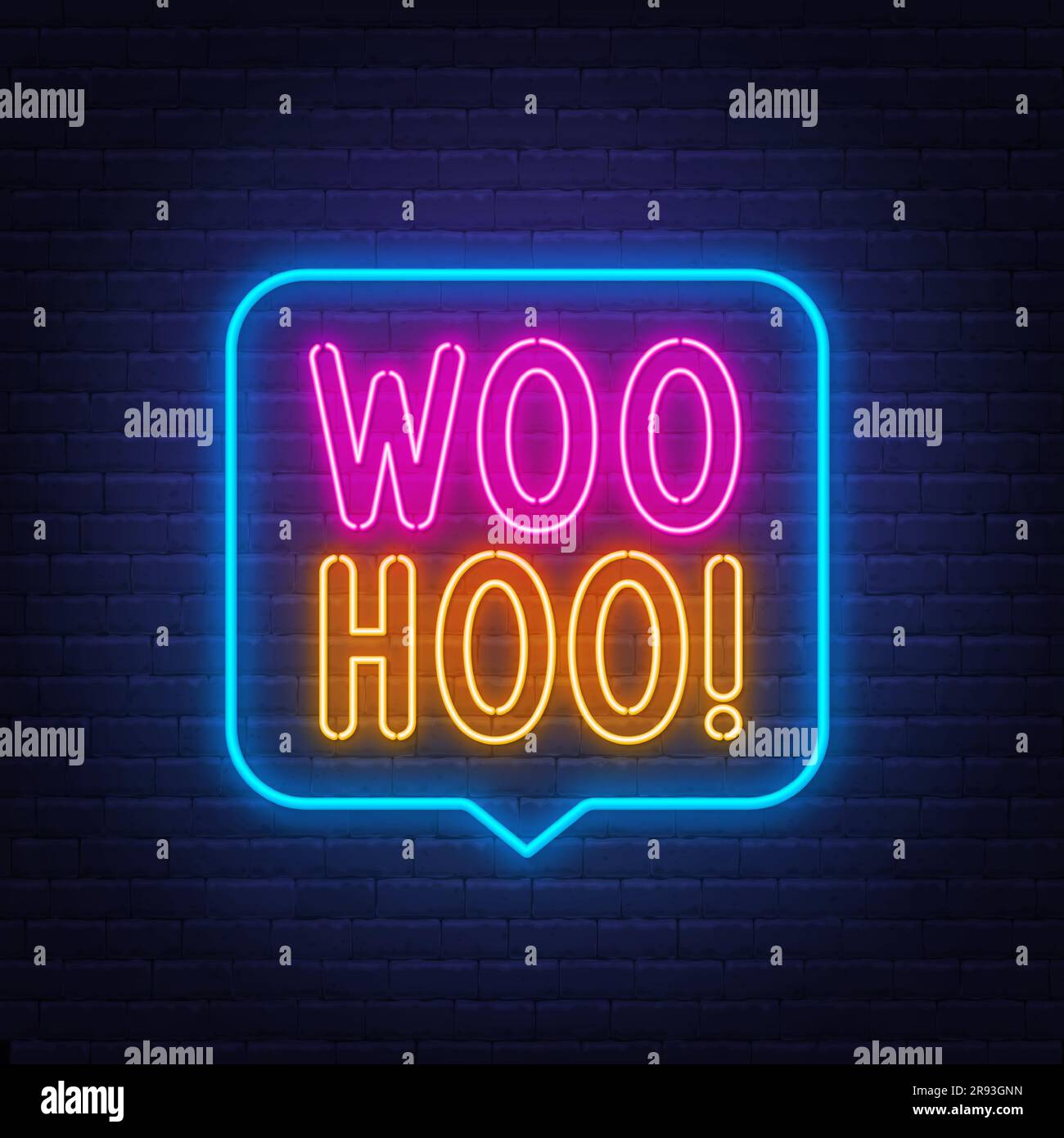 Woohoo neon neon sign in the speech bubble on brick wall background ...