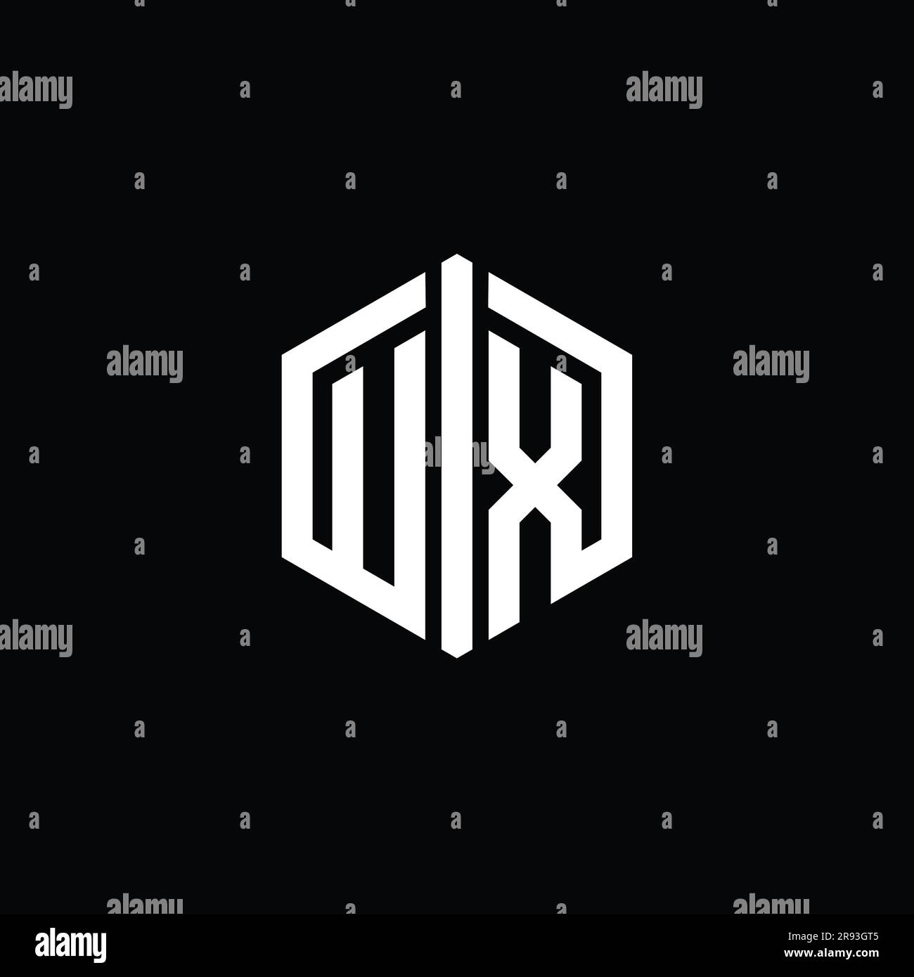 UX Letter Logo monogram hexagon shape with connect outline style design template Stock Photo - Alamy