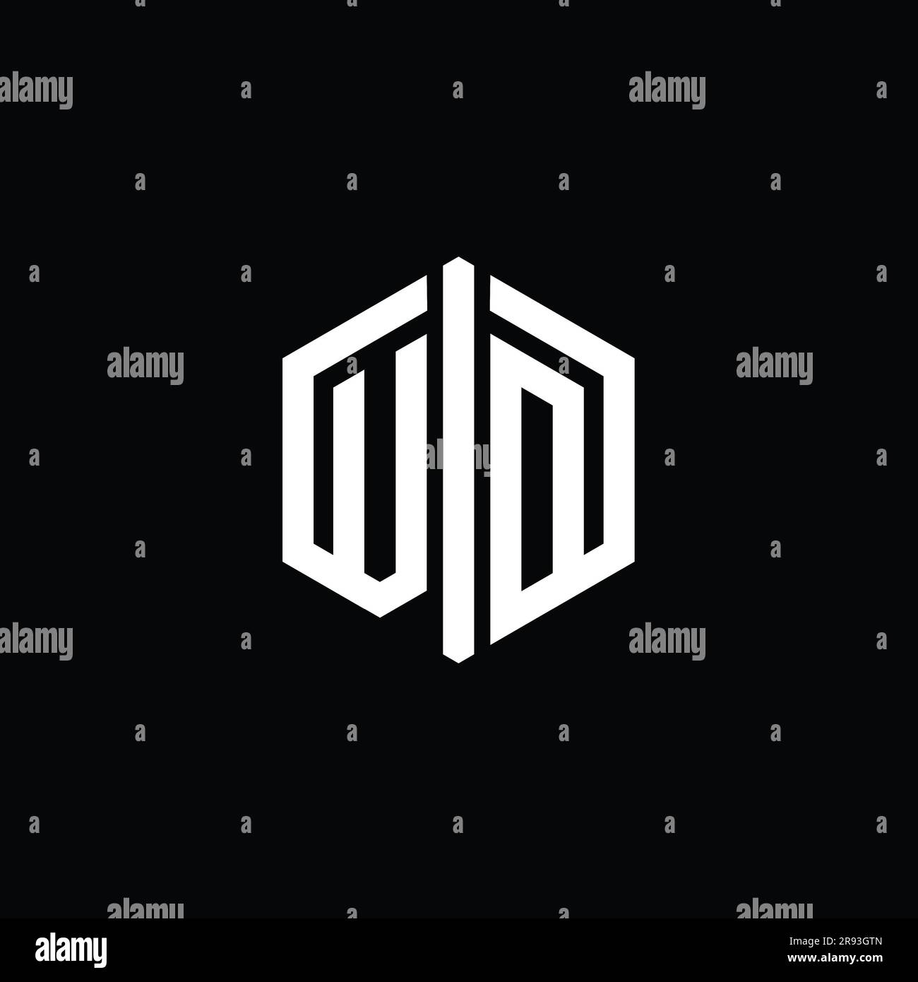 VD Letter Logo monogram hexagon shape with connect outline style design ...