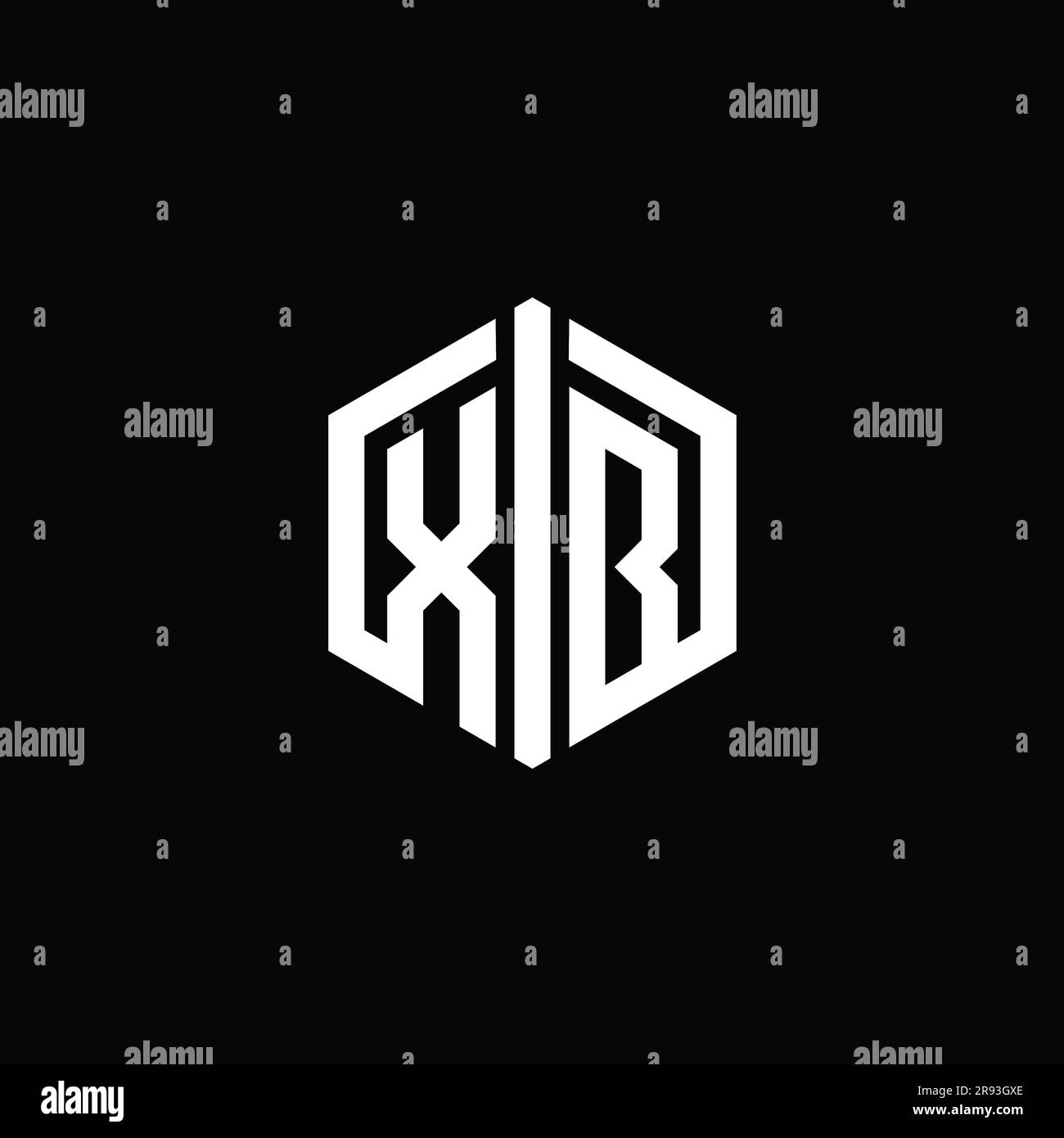 XB Letter Logo monogram hexagon shape with connect outline style design template Stock Photo - Alamy