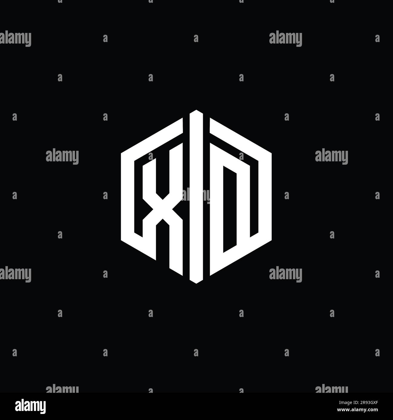 XD Letter Logo monogram hexagon shape with connect outline style design ...