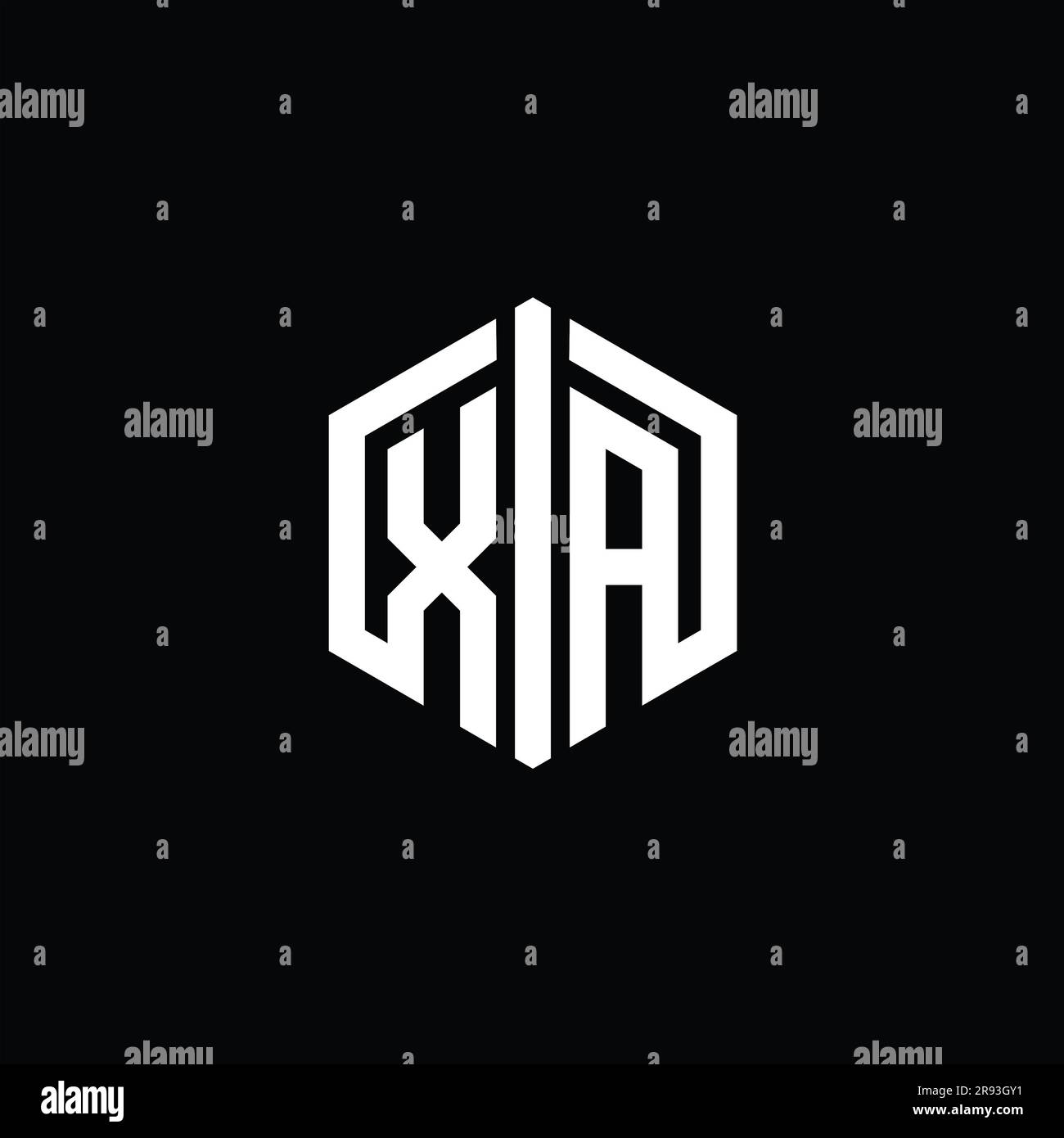 XA Letter Logo monogram hexagon shape with connect outline style design ...