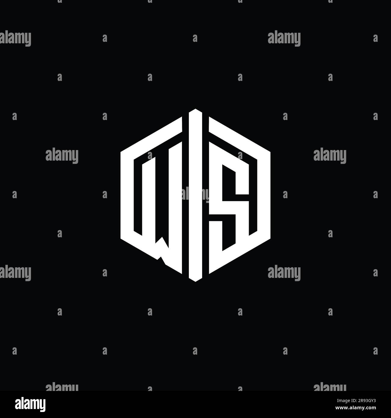 WS Letter Logo monogram hexagon shape with connect outline style design ...