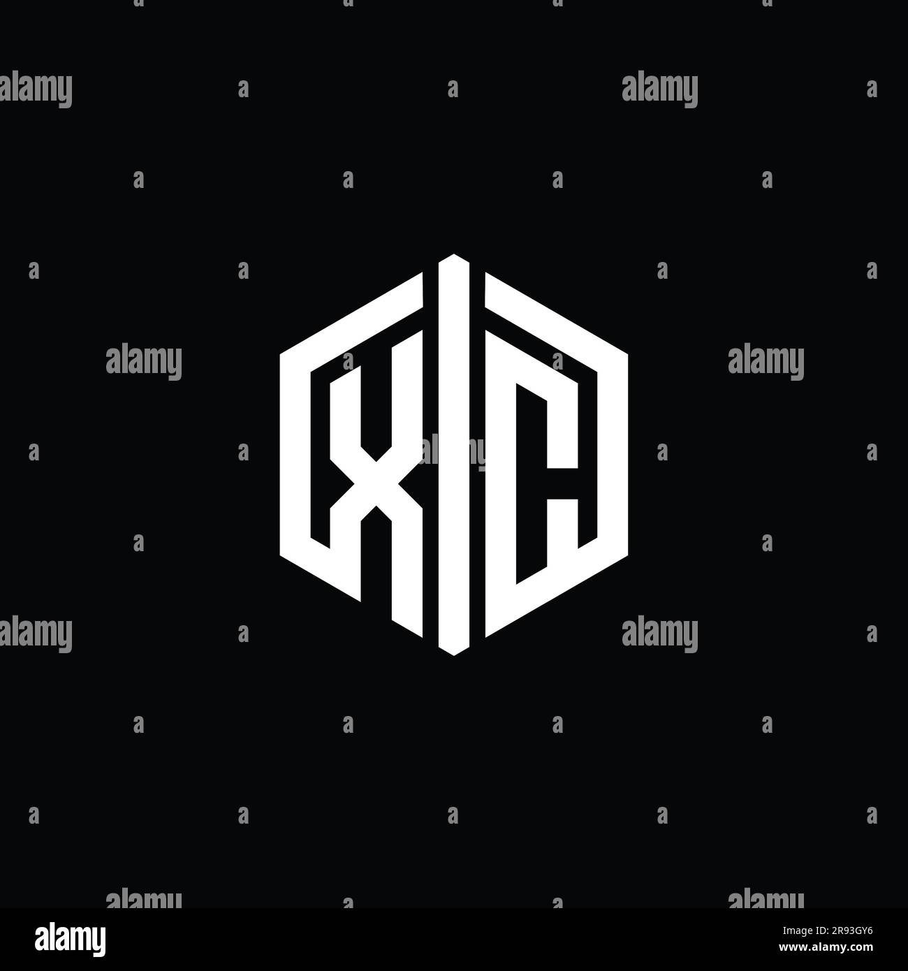 XC Letter Logo monogram hexagon shape with connect outline style design template Stock Photo - Alamy
