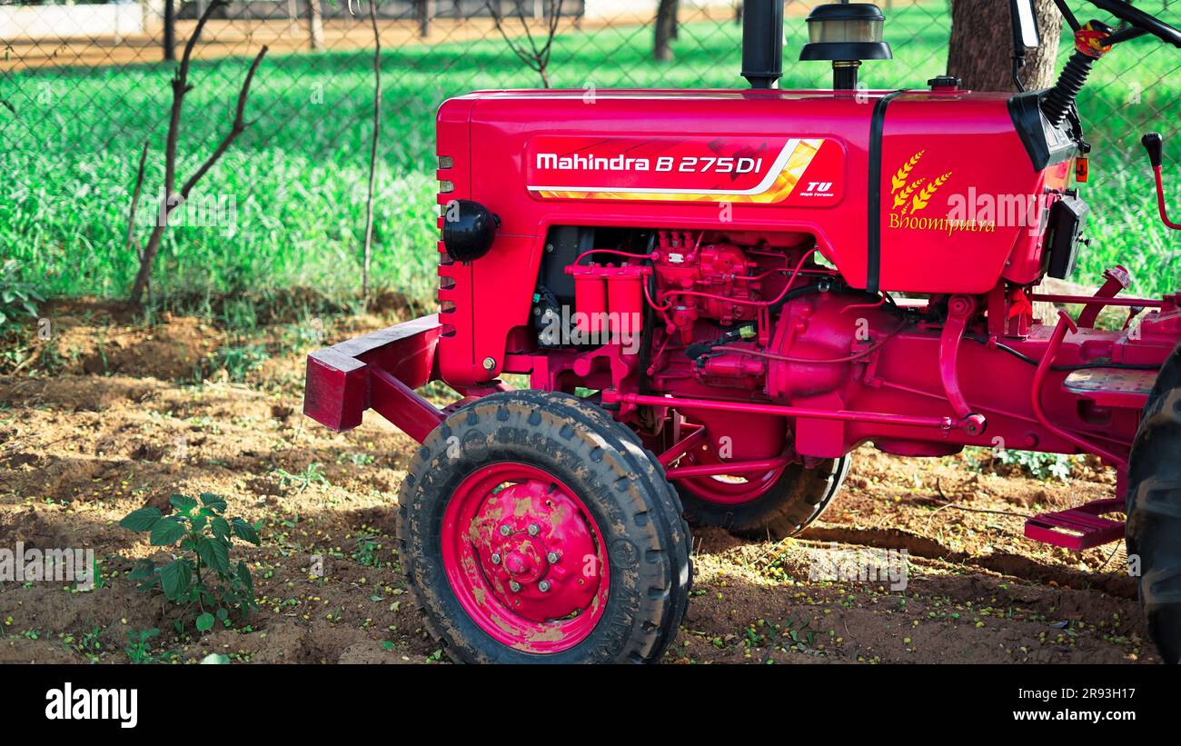 Farmer in tractor preparing farmland with seedbed for the next crop ...