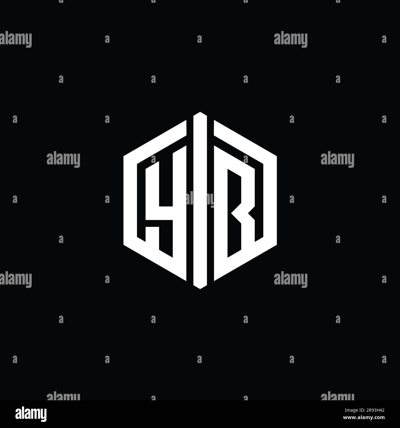 YB Letter Logo monogram hexagon shape with connect outline style design ...