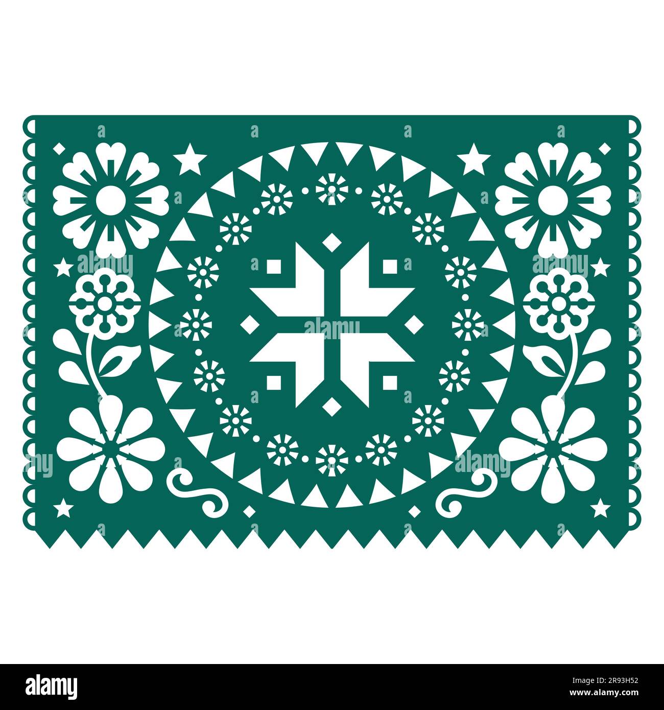 Christmas Papel Picado vector template design with snowflake, stars and ...