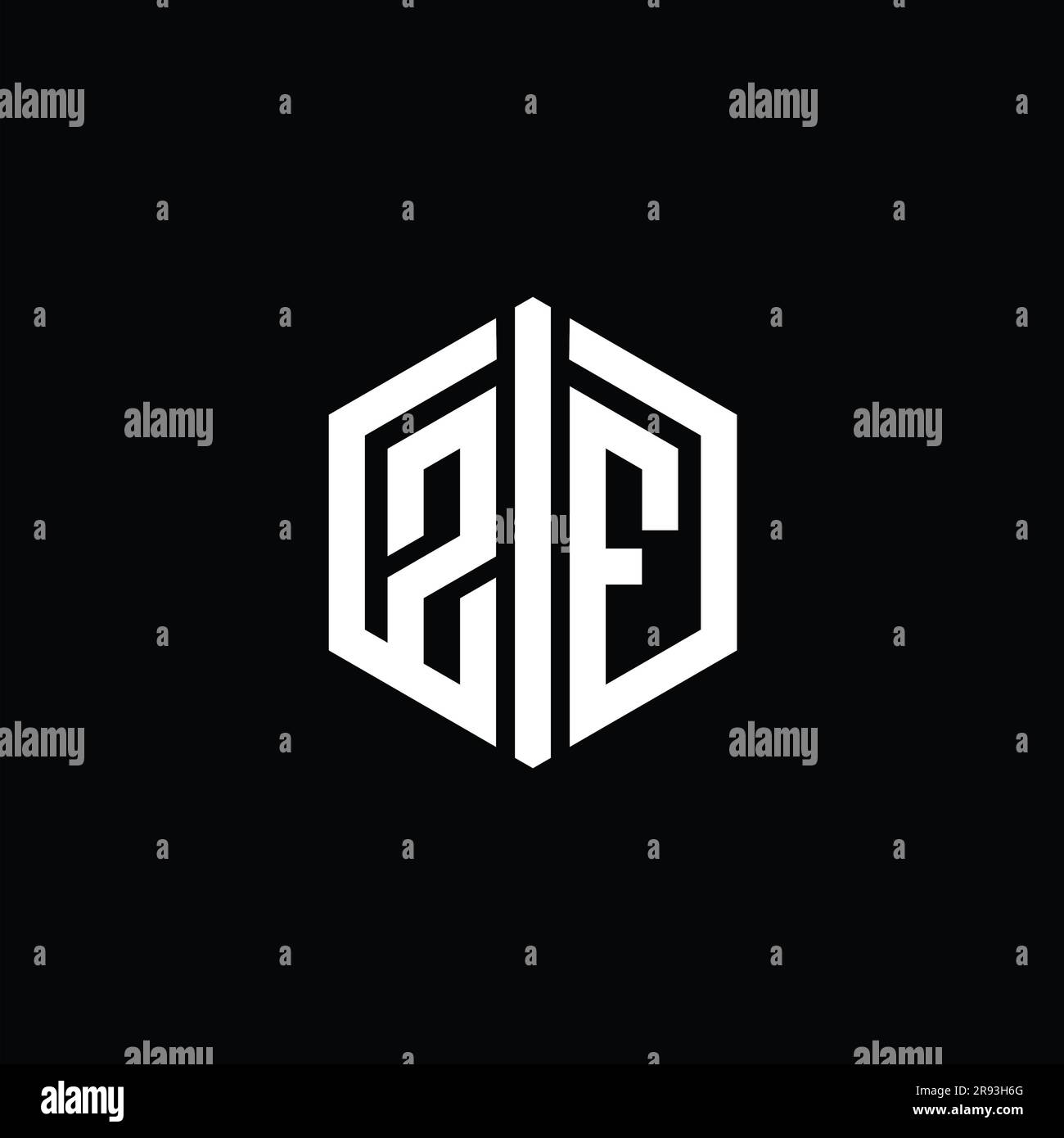 ZF Letter Logo monogram hexagon shape with connect outline style design template Stock Photo - Alamy