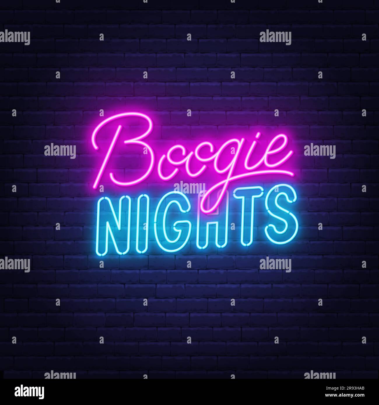 Boogie Night neon lettering on brick wall background Stock Vector Image ...