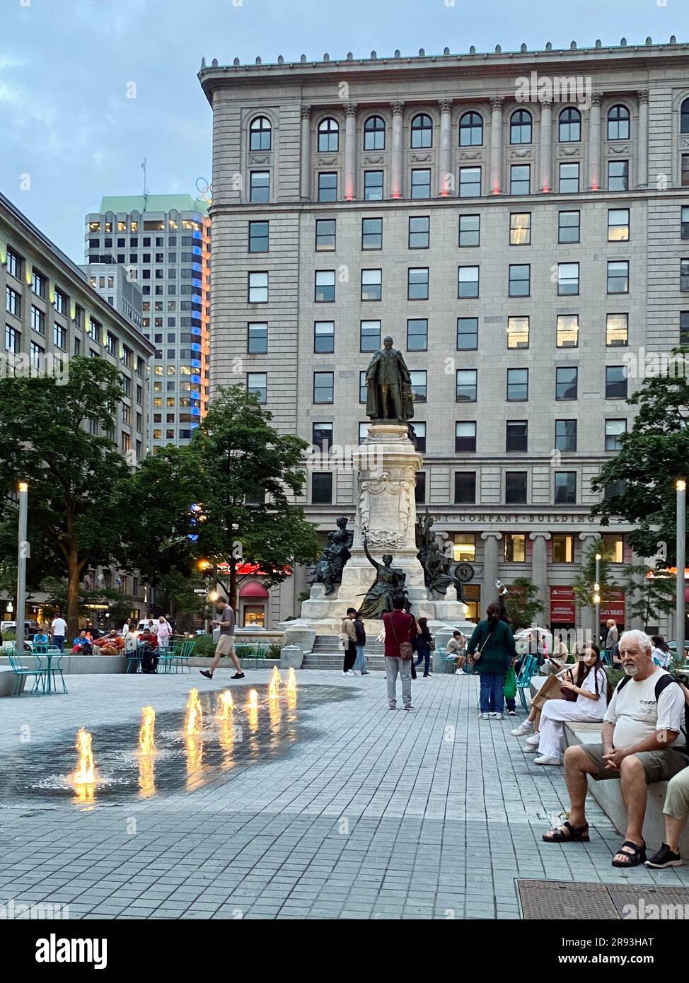 The downtown Montreal, Phillips Square featuring a modern fountain ...