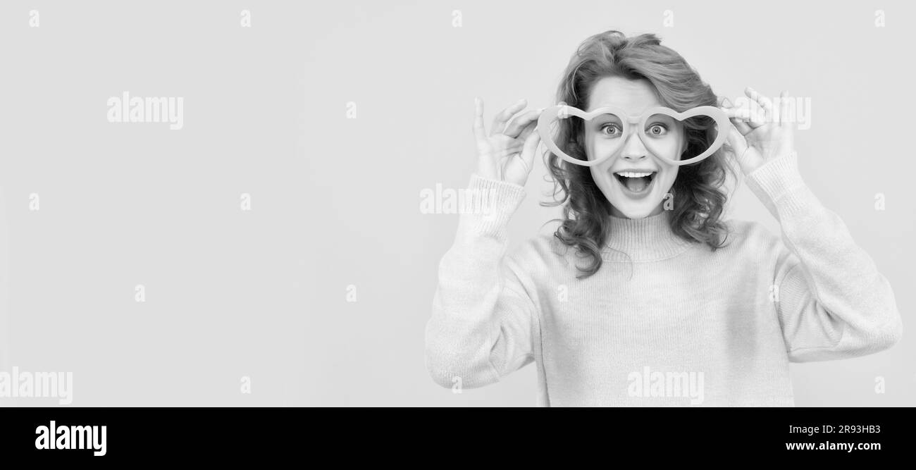 Woman isolated face portrait, banner with copy space. oh my god. just ...