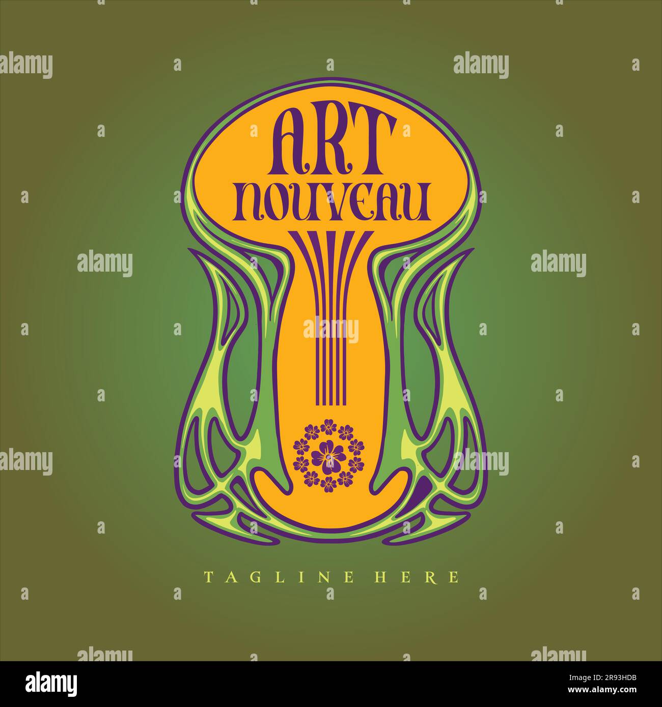 Classical art nouveau frame background logo illustrations vector ...