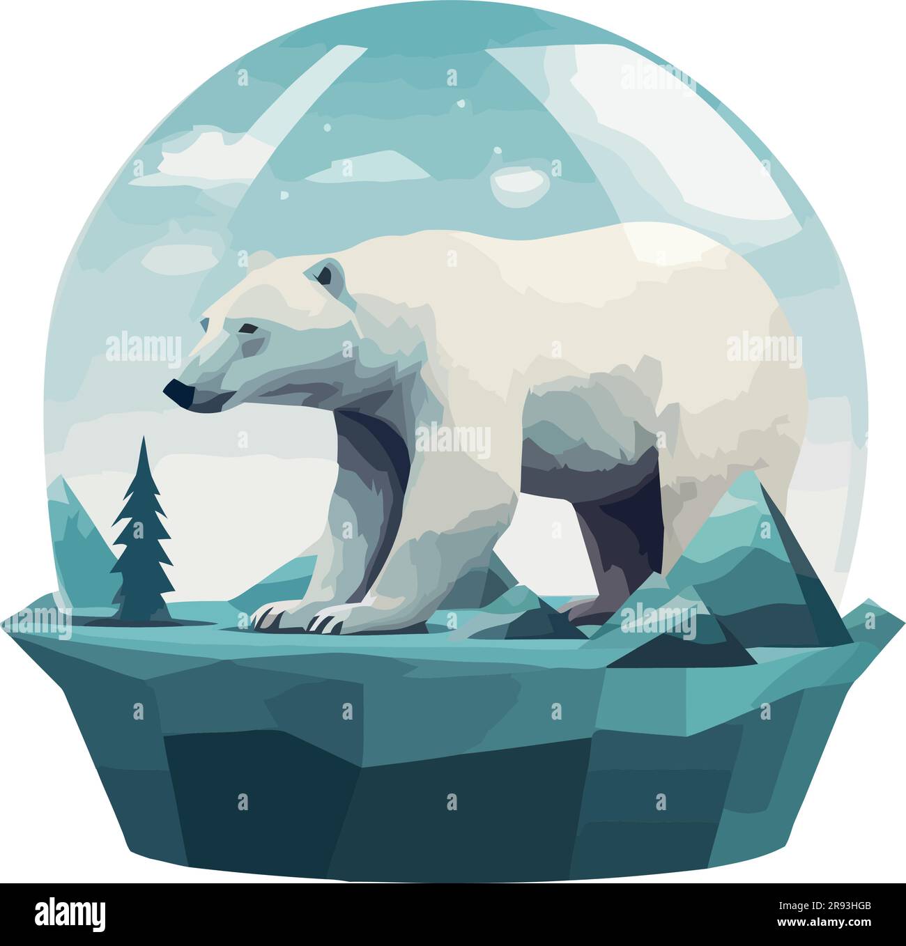 Cute polar bear on ice over white Stock Vector Image & Art - Alamy