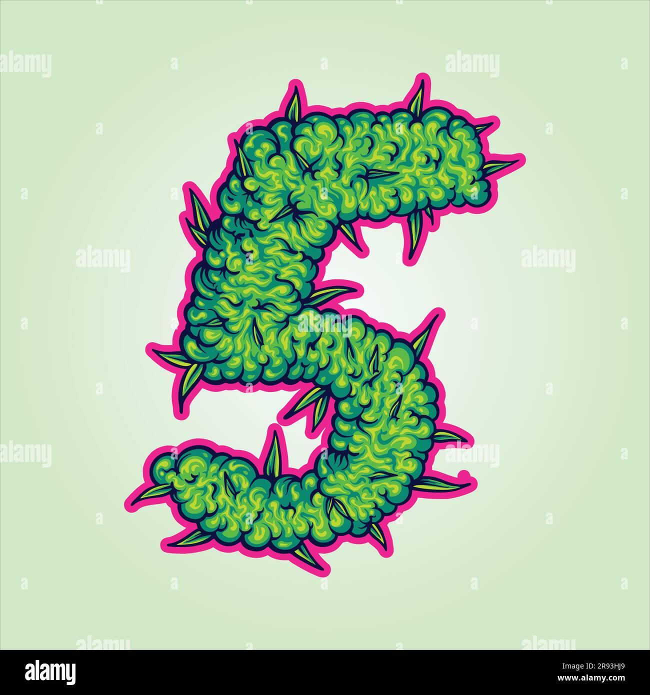 Monogram letter number 5 with cannabis flower buds texture ...